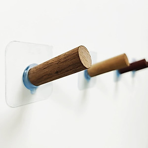 Self Adhesive Hat Hooks for Wall 12 Pieces Solid Wood, Cowboy Hat Hangers for Wall Hat Hook Natural Hat Pegs Hat Hanger for Wall Entryway,Bathroom,Door,Stair-Side,Wardrobe,Closet (Wulnut -12P)