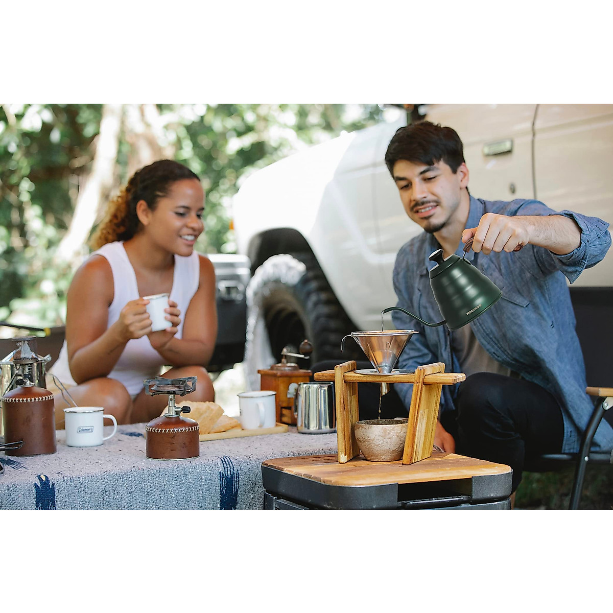 Fooikos Pour Over Coffee Kettle with Thermometer for Coffee and Tea, 42 fl oz - Premium Stainless Steel Gooseneck Kettle -Base on all Stovetops and Any Heat Source (Green)