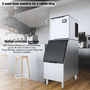 ICEMATE Commercial ice Maker Machine 400 LBS/24H Commercial Ice Machine with Storage 350 LBS Ice Maker Commercial with Drain Pump,Suitable for Restaurants, Bars, Coffee Shops, Large Families,etc
