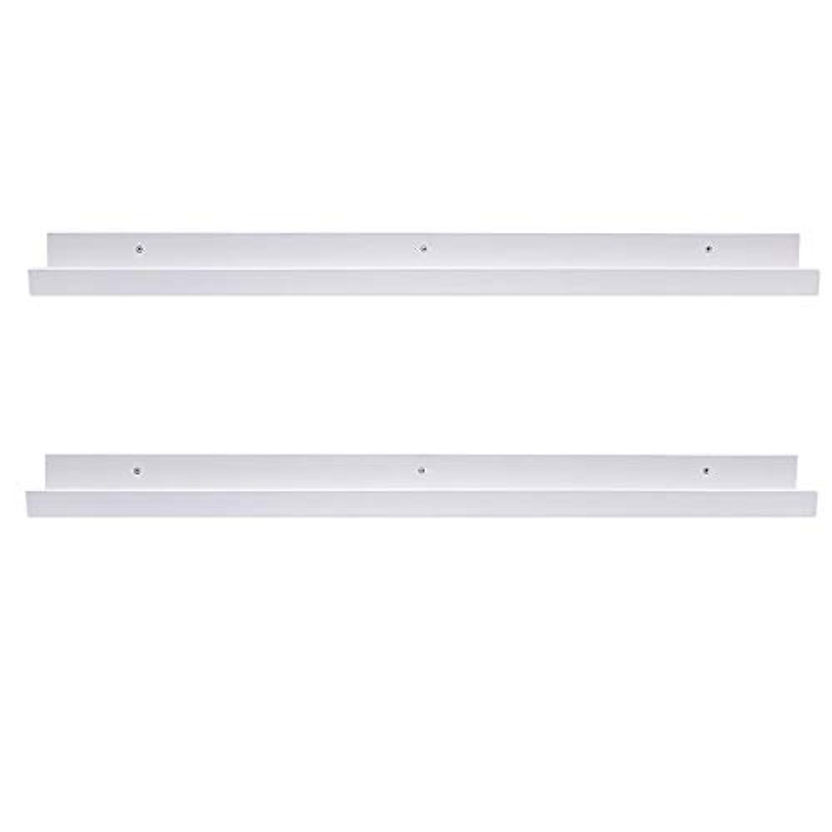 AZSKY 48 Inch Long Floating Bookshelves White Set of 2 Wall Picture Shelf Pine Floating Shelves Photo Frames Narrow Picture Ledge Mounting Hardware Included