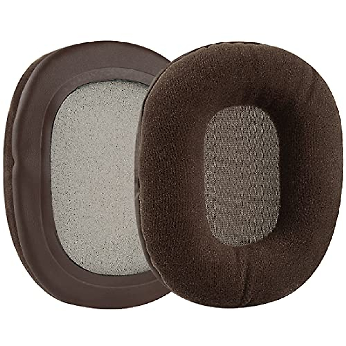 Geekria Comfort Velour Replacement Ear Pads for Audio Technica ATH M50X, M50XBT, M50xBT2, M60X, M45, M35, M30, M20, ATH-MSR7 Headphones Ear Cushions, Headset Earpads, Ear Cups Repair Parts (Brown)