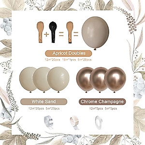 White Sand Balloons Garland Arch Kit Beige Party Decorations with Brown Double-layer Latex Balloons for Birthday Dusty Boho Neutral Bridal Shower Wedding Baby Shower Theme Party Backdrop (White Sand)