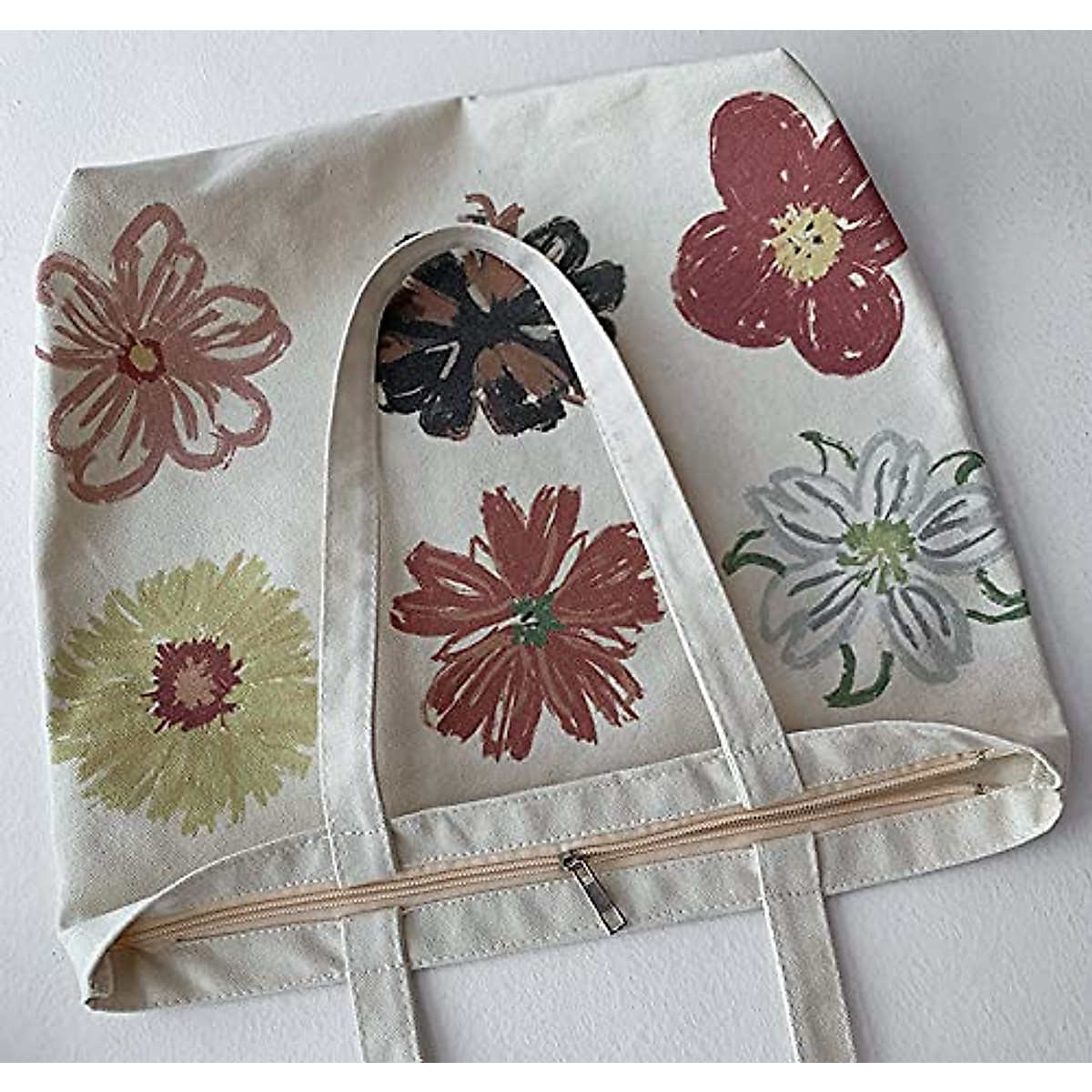 Women canvas Tote Bag for Women Girls Kids school Shoulder Bag with zipper Work Beach Lunch Travel and Shopping Grocery Bag