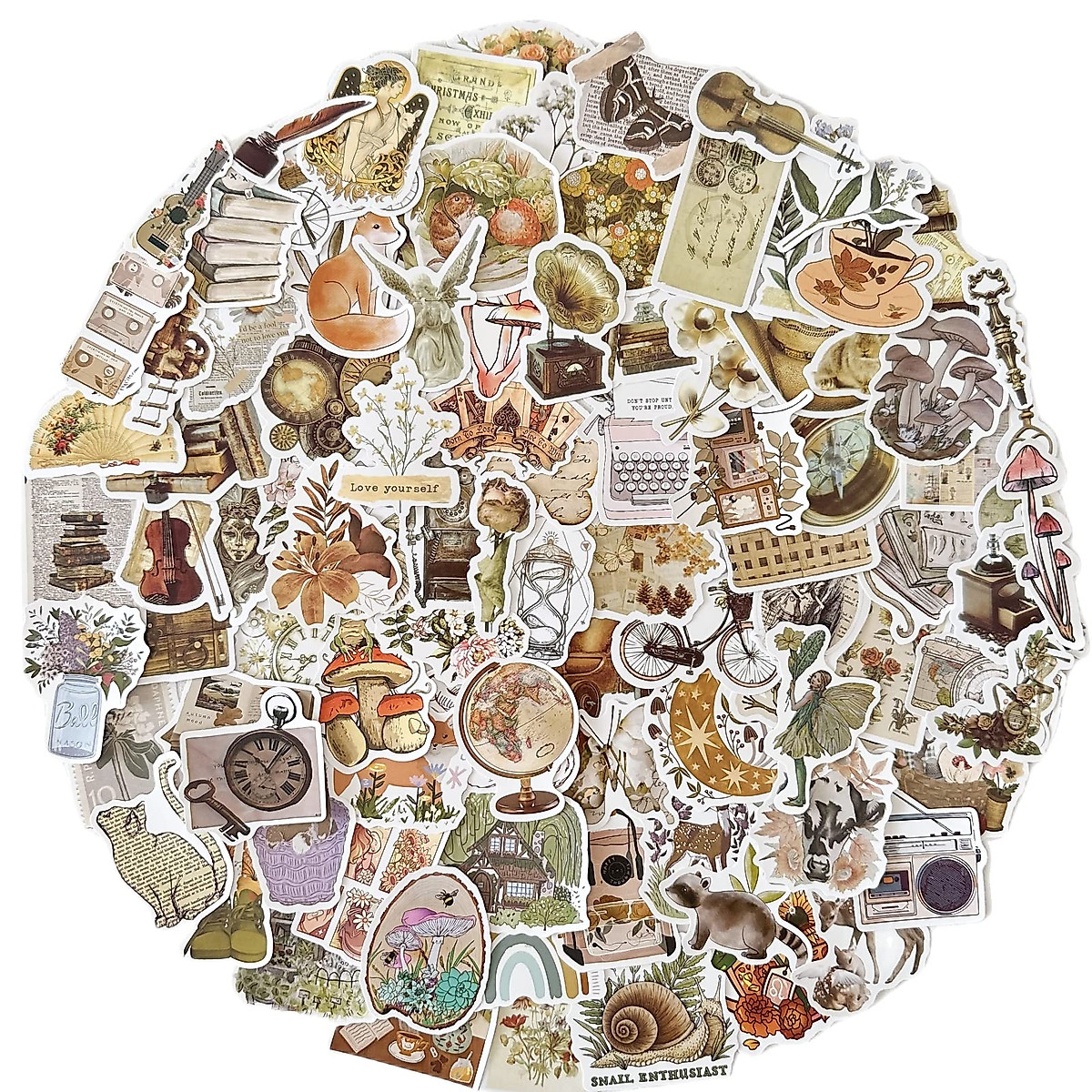 Aowplc 350 Pcs Aesthetic Vintage Vinyl Stickers for Water Bottles Scrapbook Laptop