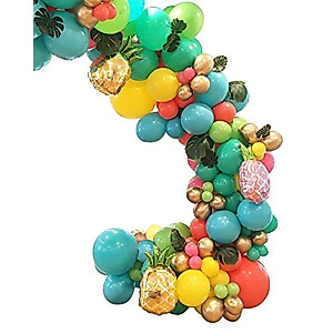 143Pcs Flamingo Tropical Balloons Arch and Garland Kit, Decorations for Hawaiian Luau Summer Theme Jungle Party, Baby Shower Wedding Birthday Bachelorette Party