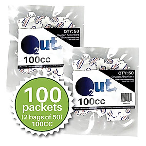 100cc O2 Out Oxygen Absorbers, Scavengers Packets, FoodVacBags Vacuum Sealer Bag or Mylar Bag Long Term Food Storage (100)