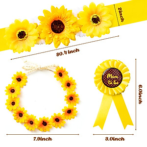 R HORSE Sunflower Maternity Sash Mom to Be & Daddy to Be Corsage Wreath Headdress Decoration Spring Summer Baby Shower Kit Party Favors Baby Boy Pregnancy Photo Prop Gift