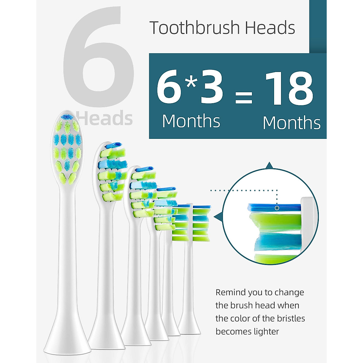 7AM2M Rechargeable Sonic Electric Toothbrush AM100 Package with 10 Brush Heads