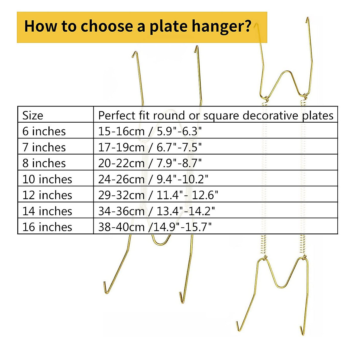 MroMax Plate Hanger 13.98" W Type Stainless Steel Plate Hangers Invisible Wall Hooks for Walls Compatible Decorative Plates Hooks Dish Display Holder Golden 1PCS