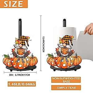 Thanksgiving Paper Towel Holder, Thanksgiving Kitchen Decor, Pumpkins Gnomes Kitchen Decor Accessories Paper Towel Holder Stand, Metal Autumn Decorations - Farmhouse Large Towel Stand for Countertops