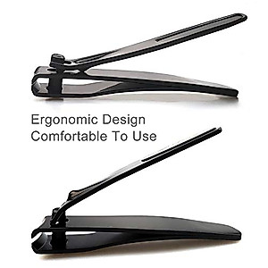 Nail Clipper, Black Matte Stainless Steel Nail Clippers Set, Finger Nail Clipper and Toenail Clippers Cutters with Leather Case, The Best Nail Clipper Gift for Men and Women by H Ting (Black)