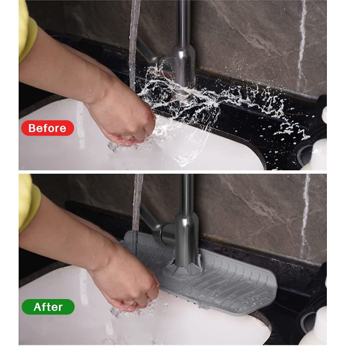 Kitchen Silicone Sink Splash Guard, ZESE Faucet Absorbent Drying Mat Splash Catcher Drop Collector, Sink Drain Pad for Bathroom, Kitchen and RV Faucets