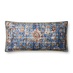 Loloi P0652 Pillow Cover with Poly Fill, 12" x 27", Blue/Multi