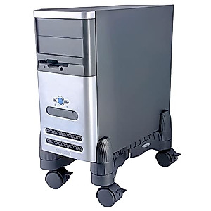 Kantek Mobile CPU Stand with Adjustable Width and Locking Casters, 16-Inch Wide x 7-Inch Deep x 4.8-Inch High (CS200B),Black