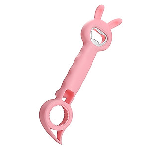 FFUWERG Bottle Opener Can Opener Jar Opener for Weak Hands, Cute 4-in-1 Multi Function Beer Opener for Seniors with Arthritis/Child Gift(Blue+Pink)