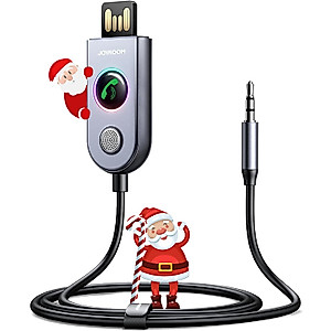 JOYROOM Bluetooth 5.3 Car Adapter [ENC Noise Cancellation] AUX Bluetooth Receiver for Car 3.5mm Jack Kit with Built-in Microphone Aux Input for Car Speaker/Hands-Free Call/Home Stereo/Wired Headphones
