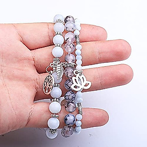 UEUC Tree of Life Yoga Healing Stone Bracelets,Multilayer Lotus Chakra Stone Reiki Bracelet Sets,Anxiety Crystal Natural Stone,for Women Stress Relief