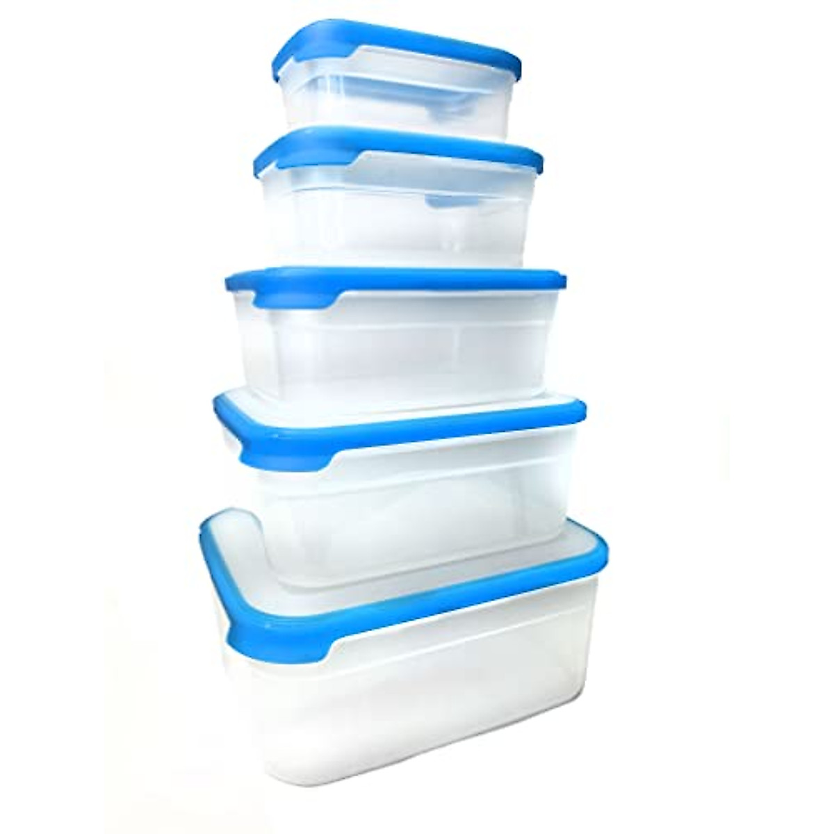 HELSIM Blue 10-Piece Containers Set with Lids for Storage, Lunch, and Meal Prep, Dishwasher & Microwave Safe