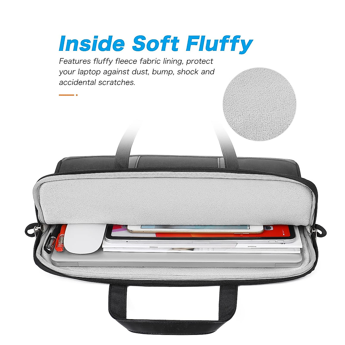 MOSISO Laptop Shoulder Bag Compatible with MacBook Pro 16 2023-2019 M2 A2780 M1 A2485 A2141,15-15.6 inch Notebook, Polyester Sleeve with Front Button Pocket&Fix Handle&PU Leather Bottom&Belt, Black