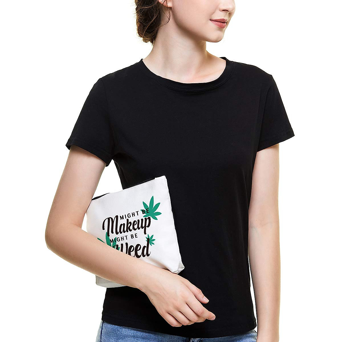 Fokongna Might Be Makeup Might Be Weed Funny Makeup Bag Women Friend Gifts Best Friend Sister Gifts Humor Travel cosmetic bag Toiletry Bag For Women Friends Birthday Christmas Gifts