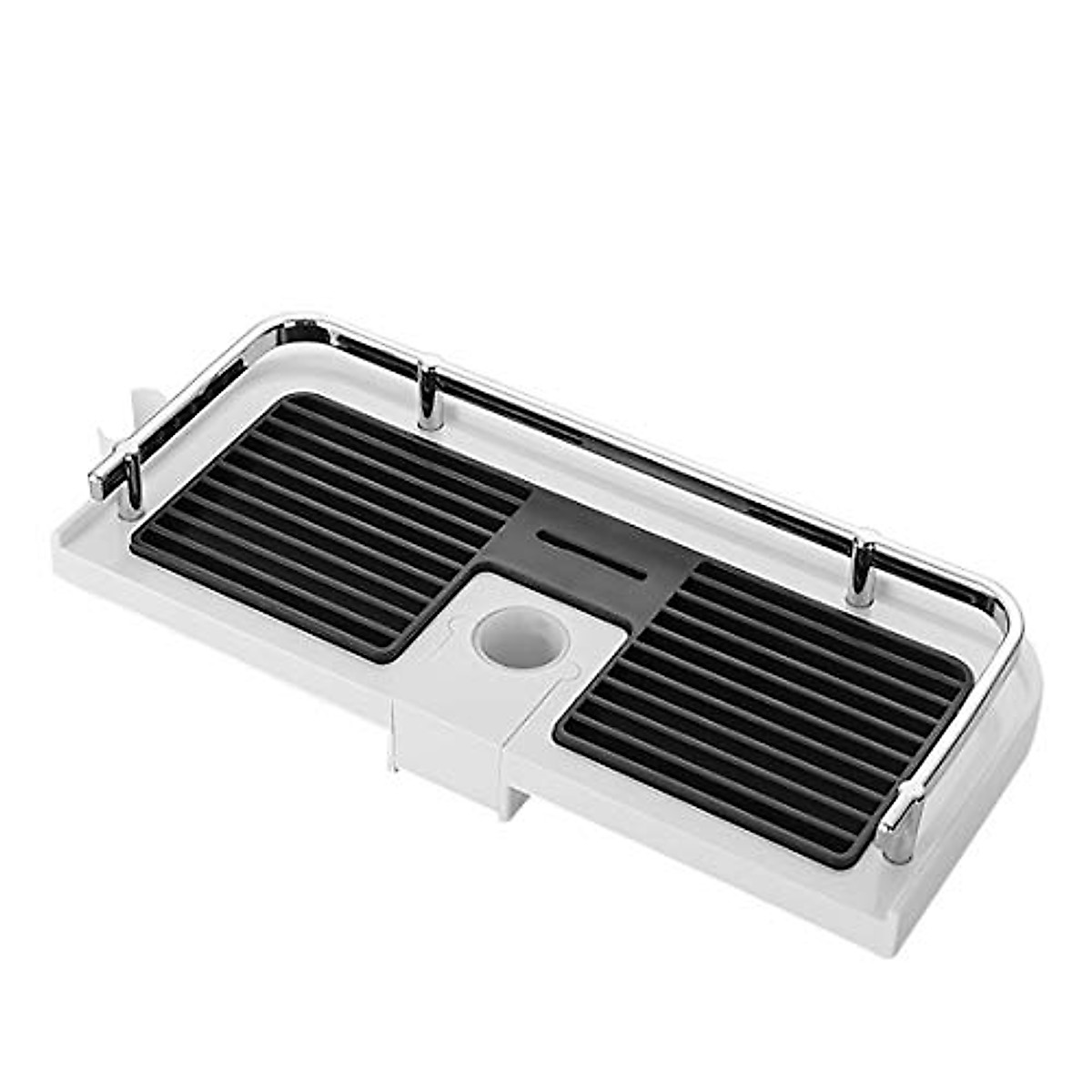 Linkidea Direct Shower Caddy Shelf for 22/24/25 mm Slide Bar, Bathroom Shower Rack Organizer Sponge Holder for Shampoo Soap with Stainless Steel Guardrail and Hanging Hook (White)