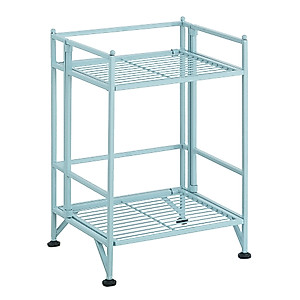 Convenience Concepts Xtra Storage 2 Tier Folding Metal Shelf, Sea Foam