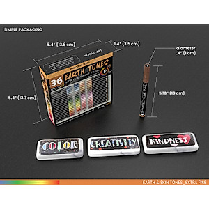 36 Acrylic Paint Pens Skin and Natural Earth Tone Marker Set For Rock Painting, Canvas, Mugs, Glass, Plastic, Wood, Metal, Fabric, Scrapbooking, Most Surfaces. Quick Drying Waterbased (EXTRA FINE)