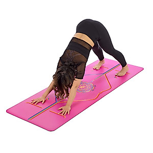Liforme Printed Yoga Mat Collection – Free Yoga Bag, Patented Alignment System, Warrior-like Grip, Nonslip, Eco-friendly, Sweat-resistant, Wide and Thick for Comfort - Grateful Pink