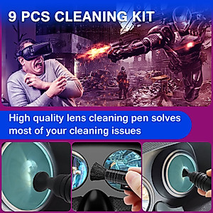 VR Headset Cleaning Kit, VR Lens Cleaner, Lens Pen Cleaner Kit for Meta Oculus Quest 2 3 /Xbox/PS/Wii, Cleaning kit for VR Facial Interface & Face Cover Pad Game Controller AR VR Accessories
