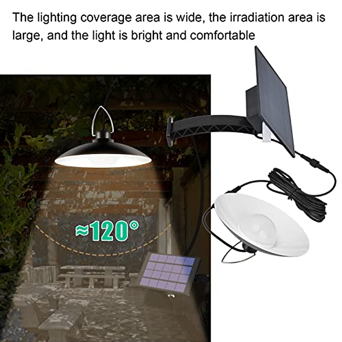 Solar Ceiling Light, Hanging Solar Light, Solar Pathway Light, LED Solar Lamp with Solar Panel IP65 Waterproof Ceiling Lamp Garden Light for Outdoor Courtyard