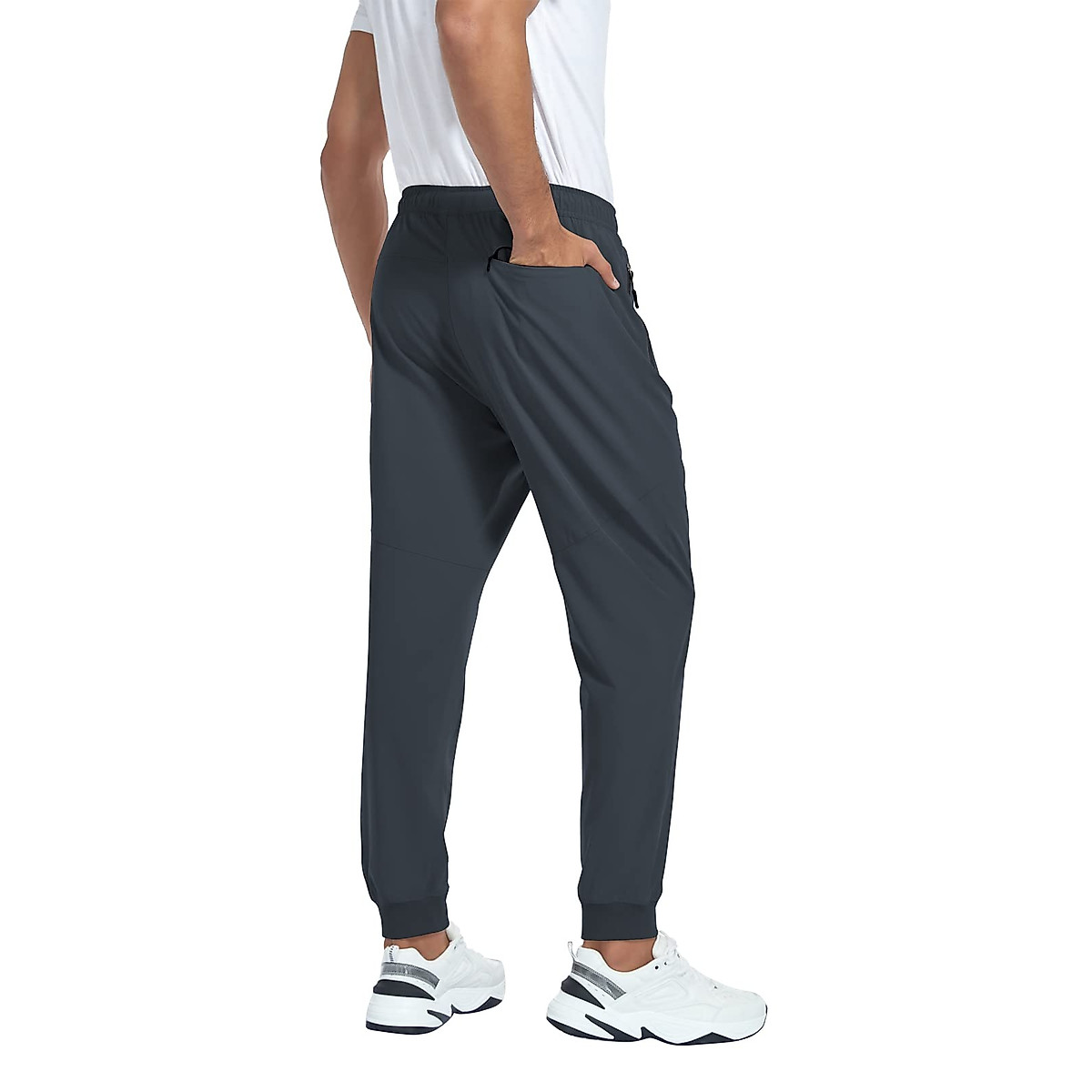 GAXIDES Sweatpants for Men with Pockets Mens Joggers with Zipper Pockets Workout Athletic Track Pants Jogging for Men with Elastic Waist Gym Running Cold Grey S/28