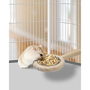 KATUMO Bird Perch Bird Feeding Cup Parrot Wood Perch Stand Toy Bird Cage Accessory for Parakeet Lovebird Conure Budgie Canary Finch Small Parrots