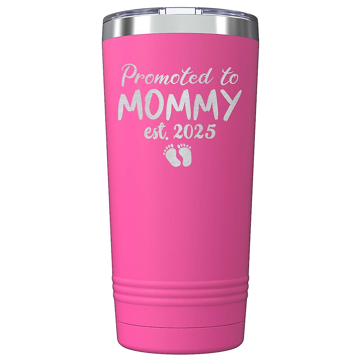 shop4ever Promoted to Mommy Est. 2025 Tumbler Insulated Tumbler 20 oz. with Lid, Stainless Steel Cups Travel Coffee Mug New Mom Pregnancy Announcement Gift (Pink)