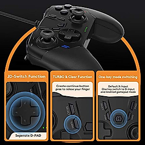 Uberwith Wired PC Game Controller, Joystick Gamepad Controller for PC Game Controller Compatible With Steam, PS3, Windows 10/8/7 PC, Laptop, TV Box, Android Mobile Phones
