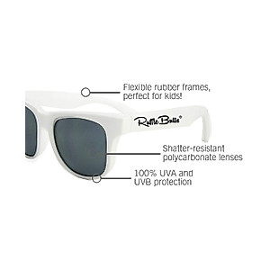 RuffleButts Kids Sunglasses Impact-Resistant Polycarbonate Lenses with 100% UVA/UVB Protection and Flexible BPA-Free Frames - White - 2-5T