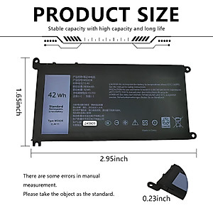 3600mAh 42WH WDXOR Laptop Battery for Dell Inspiron Notebook 13 5368 5378 5379 7368 7378 15 5565 5567 5568 5578 7560 7570 7579 7569 17 5765 5767 5770 Series WDX0R FC92N 3CRH3 High Performance 11.4V