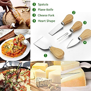 Wisdture Bamboo Cheese Board and Knife Set,Large Charcuterie Board Suitable for Cheese Service,Cheese Board for Christmas Day-Unique Wedding and Housewarming Gift, Bridal Shower Gift for Women