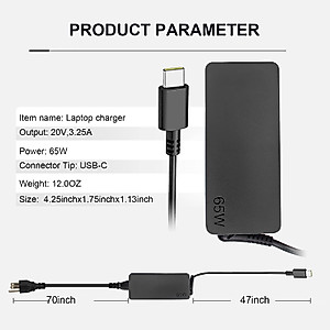 USB-C Laptop Charger 65W 45W for Lenovo Yoga C940 C740 S730 720 730 720-13IKB 730-13ikb 730S 910 920 920-13ikb 13 Chromebook C330 S330 100e 300e ThinkPad T480 T480s T580 T580s ADLX65YDC2A