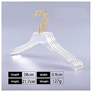 GAMVDOUT 10 Pcs Clear Acrylic Hanger Crystal Clothes Hanger with Gold Hook Non-Slip Transparent Formal Dress Standard Hanger