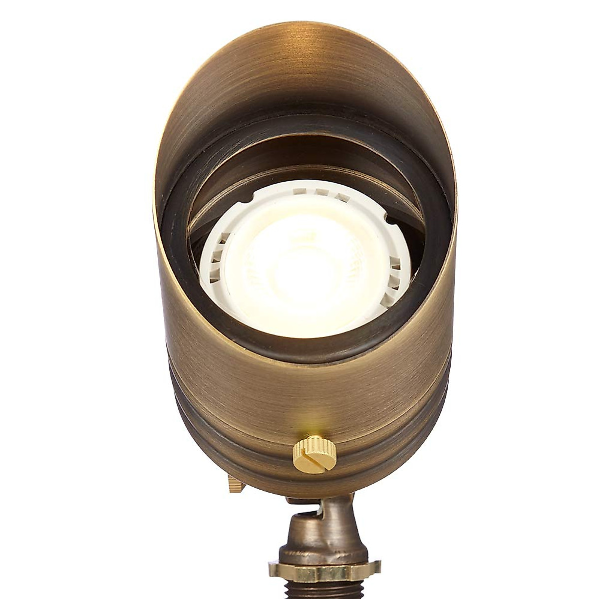 VOLT Fat Boy 12V Brass Outdoor Spotlight (Bronze) with 5W 2700K Warm White 400 Lumen MR16 LED Bulb for Low Voltage Landscape Lighting
