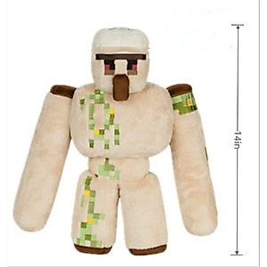 Jefuzh Cube Chicken and Cat Animal Plush Toys,7-14 inch Bee Plush, Plush Cuddle Pillow Buddy Gift for Game Fans (Iron Golem)