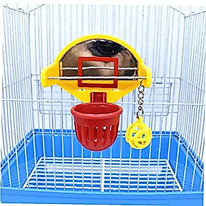 Zonster Funny Parrot Birds Toys Mini Basketball Hoop Props Parakeet Bell Ball Chew Toy Pet Supplies, Yellow + Red