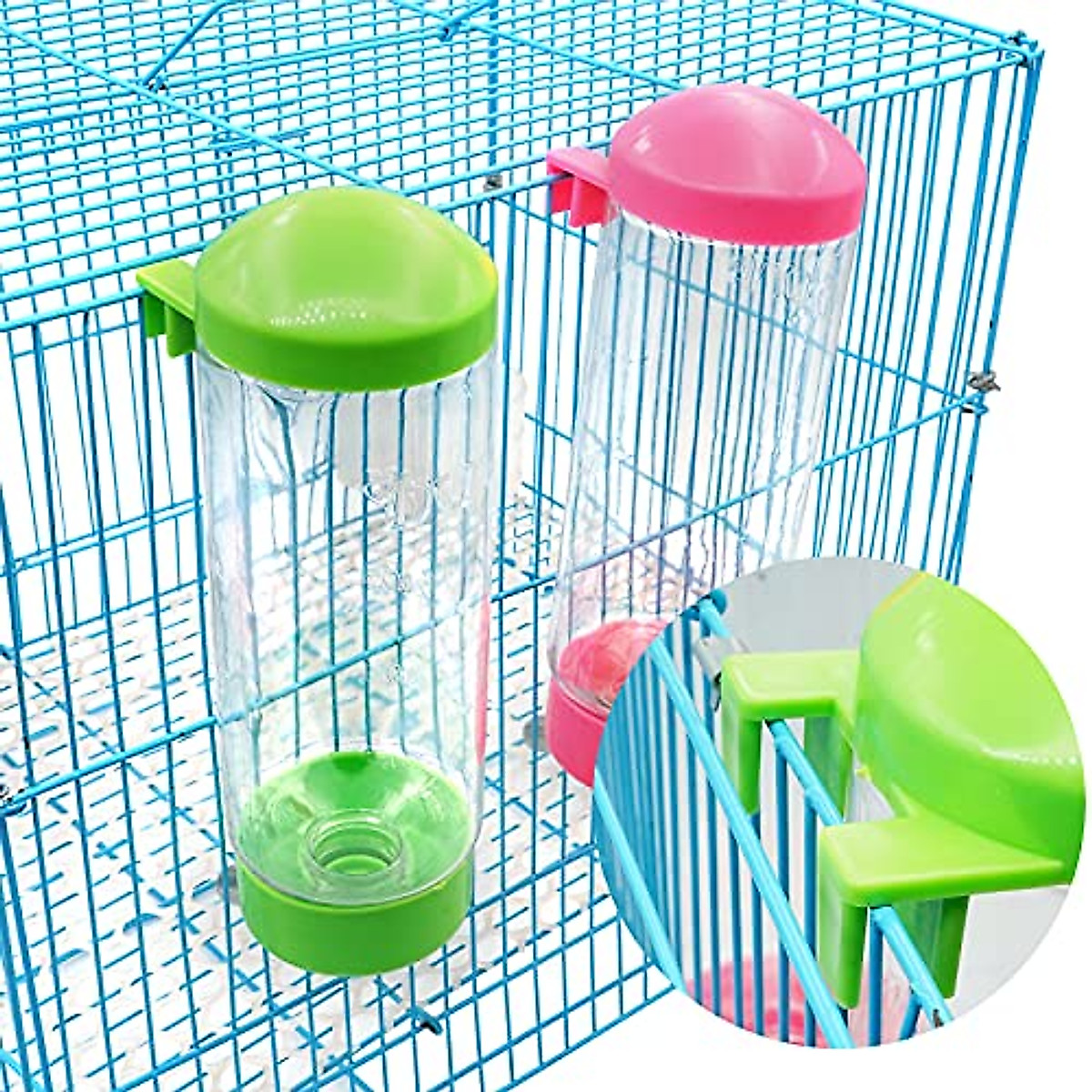 2Pcs Pet Water Bottle Rabbit Hang Water Drinking Bottle No Drip Small Pet Fountain Automatic Water Feeder Watering Systerm for Rabbit Guinea Pig Hamster Color Random