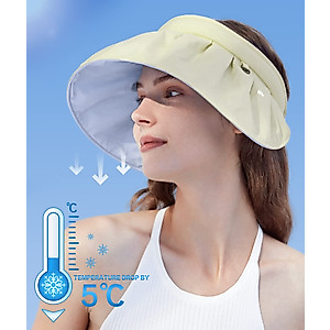 BENEUNDER Visor Hats for Women UPF50+ UV Protection, Adjustable Foldable Wide Brim Sun Hats, Lightweight for Summer Travel (24 Black)