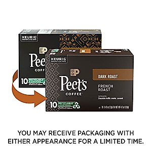 Peet's Coffee, Dark Roast K-Cup Pods for Keurig Brewers - French Roast 10 Count (1 Box of 10 K-Cup Pods) Packaging May Vary