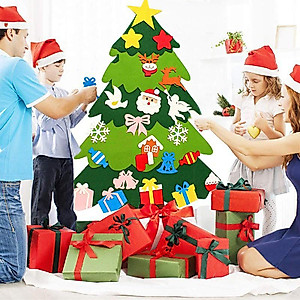 3.3FT Felt Christmas Tree for Wall Hanging Decorations My First Xmas Tree with 22 Detachable Ornaments DIY Xmas Gifts for Kids Room Study Living Room