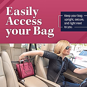 Car Cache Purse Holder for Car - Net Pocket Organizer for Handbag Storage Between Seats - Dog Car Barrier - Car Accessories for Women and Men - Black