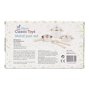 New Classic Toys Metal Pan Set - Pretend Play Toy for Kids Cooking Simulation Educational Toys and Color Perception Toy for Preschool Age Toddlers Boys Girls
