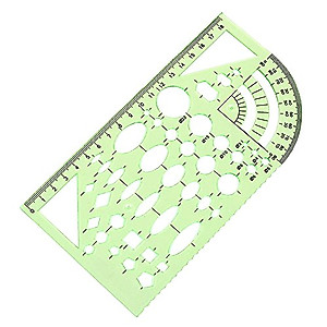 2PCS Plastic Green Measuring Templates Geometric Rulers for Office and School, Building formwork, Drawings templates