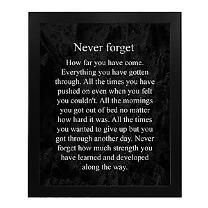Never Forget How Far You Have Come - Inspirational Wall Art Print, Typographic Picture Print For Office Desk Decor, Living Room Décor, Studio Display, Great Motivational Wall Art Gift, Unframed 8x10